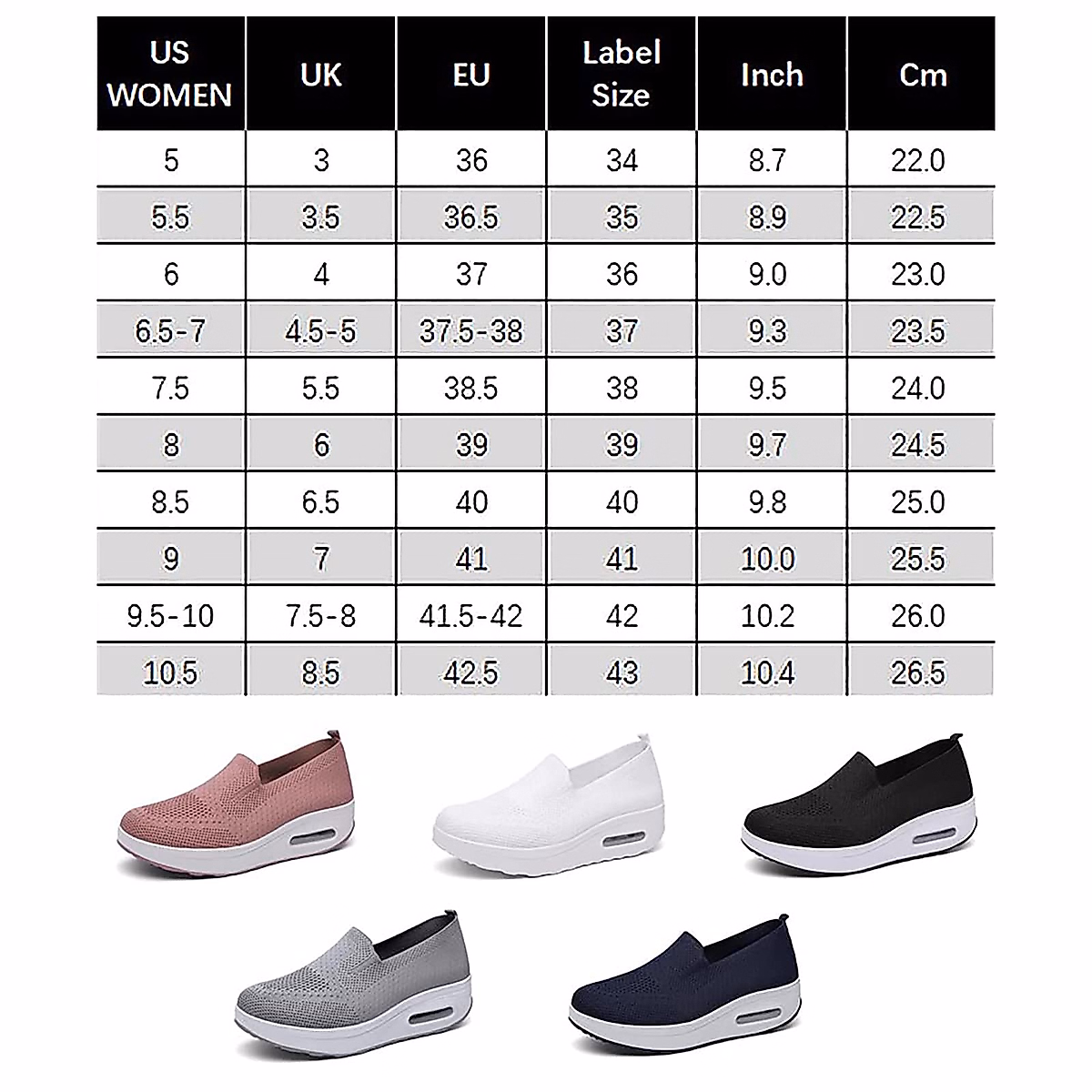 Bersauji Women's Orthopedic Sneakers, Mesh Up Stretch Platform Shoes for Walking, Black 8.5