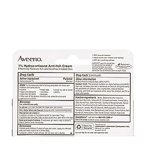 Aveeno Maximum Strength 1% Hydrocortisone Anti-Itch Cream with Pure Oat Essence, Triple Oat Complex, Aloe & Vitamin E, for Itch, Rash & Redness Relief, 1 oz Pack of 2