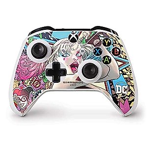 Skinit Decal Gaming Skin Compatible with Xbox One S Controller - Officially Licensed Warner Bros Colorful Harley Quinn Design