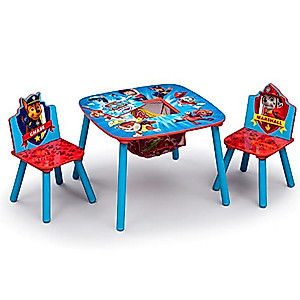 Delta Children PAW Patrol 4-Piece Playroom Set Includes Table with 2 Chairs and Deluxe Toy Box, Blue