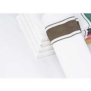 Oli's Cotton Kitchen Towels 5 Pack - 100% Kitchen Dish Towels for Drying Dishes 19,5”x 25,5” - Reusable Cleaning Cloths - Absorbent White Tea Towels with Stripes - Machine Washable Hand Towel