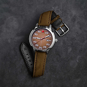 ANNEFIT 20mm Watch Band with Stainless Steel Silver Buckle, Vintage Nubuck Suede Soft Leather watch Strap with Quick Release (Dark Brown)