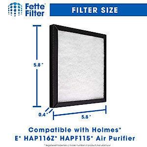 Fette Filter -Replacement Filters Compatible with Holmes Filter E Activated Carbon & Multi Layer Replacement Filter, Compatible with Holmes E HAP116Z, HAPF115 Air Purifier Models - Pack of 2