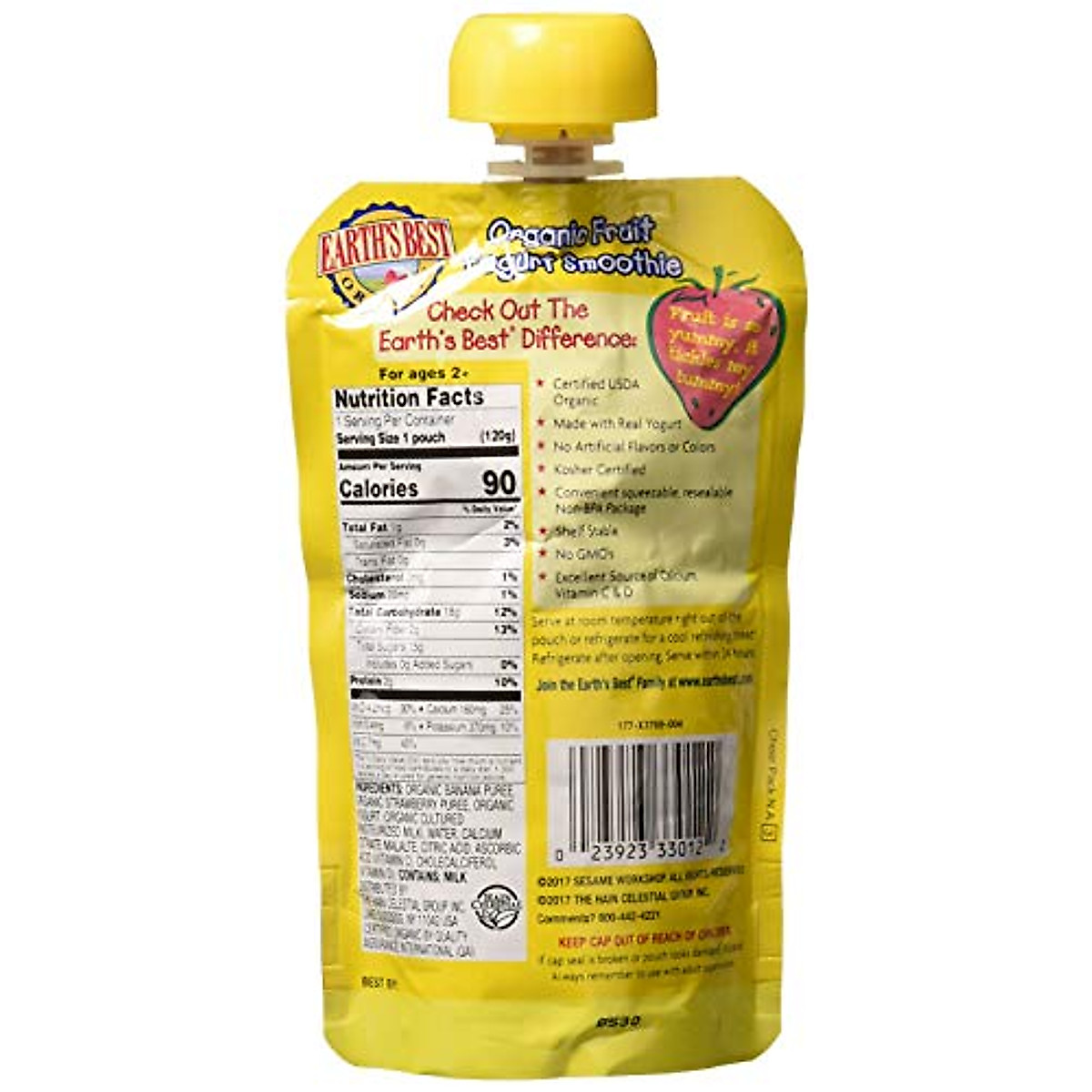 Earth's Best Sesame Street Fruit Yogurt Smoothies - Strawberry Banana - 4.2 oz - 6 pk