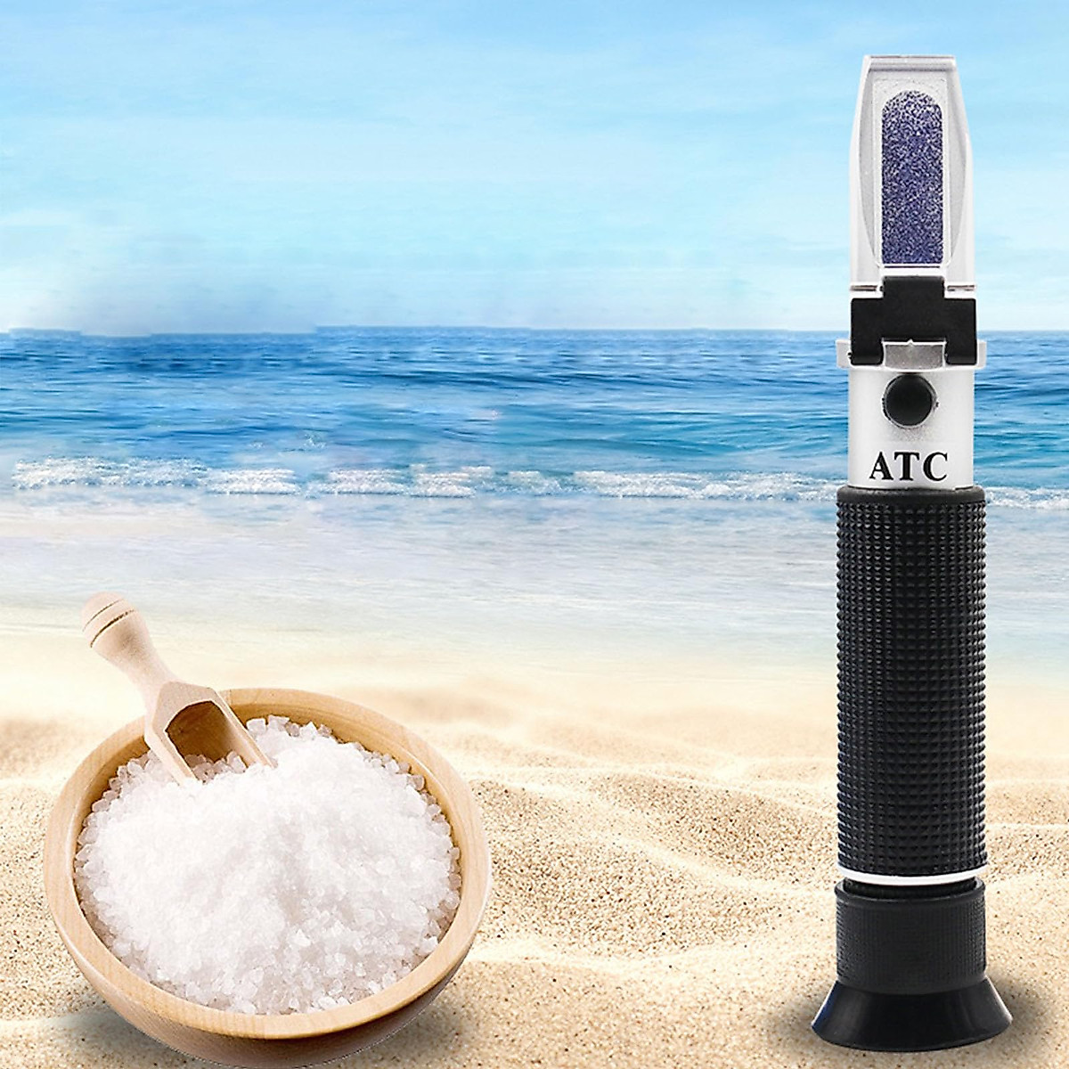 LOXGO Handheld Salinity Refractometer For Aquarium 0 To Salinometer Portable SeaWater Concentration Tester Meter ATC Handheld Salinity Refractometer