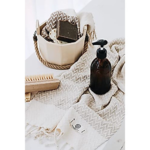 Madamelique Exclusive Hand Towels Set of 2-18 x 40 Inches - Decorative Bathroom Peshtemal Towel for Hand, Face, Hair, Yoga, Tea, Dishcloth, Kitchen and Bath - 100% Pure Cotton (Beige)