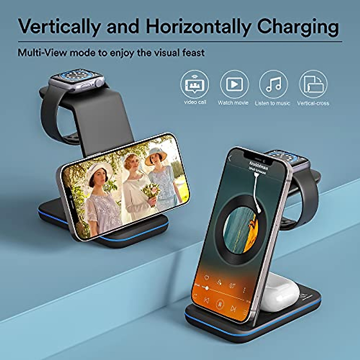 Wireless Charger for Apple Multiple Device, 3 in 1 Fast Charging Station/Stand Compatible for iPhone 14/13/12/Pro Max/SE/11/X/XR/8,for Apple Watch/iWatch 8/7/6/5/4/3/2/SE AirPods Pro/3/2