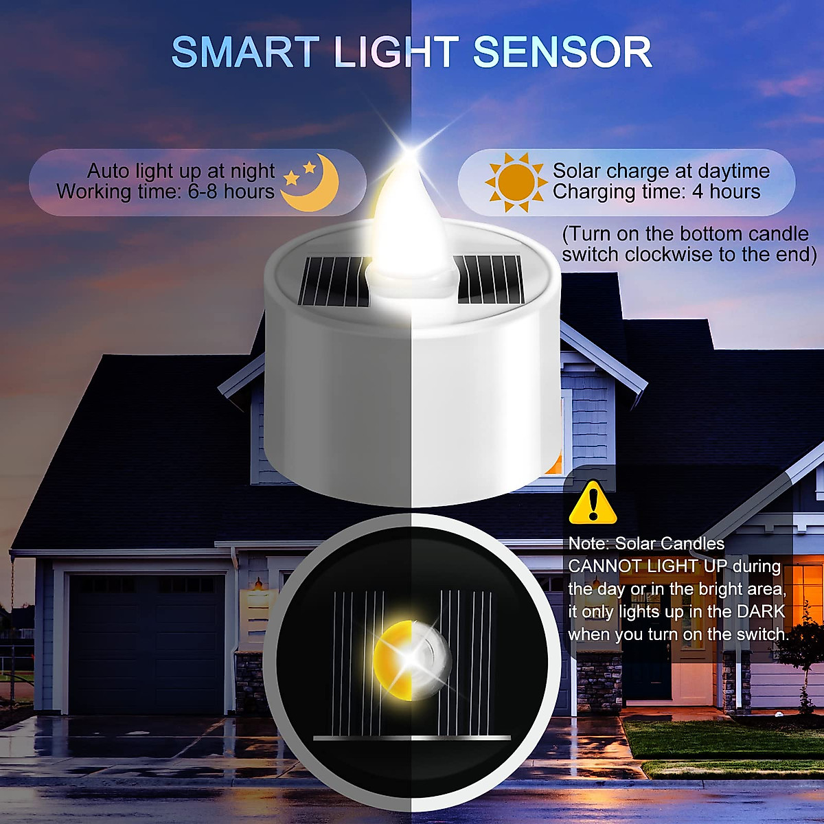 18 Pieces Solar Tea Lights LED Flameless Solar Candles Battery Flickering Solar Waterproof Tealights Candles for Holiday Wedding Party Home Decor (Warm White Light,2.3 x 2 Inch)