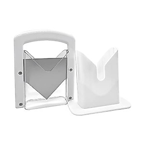 CZBCQ Bagel Slicer, Perfect for Bagels, Cutter, Safety Handle, Stainless Steel (white), 6.8x3.7x8.8inch