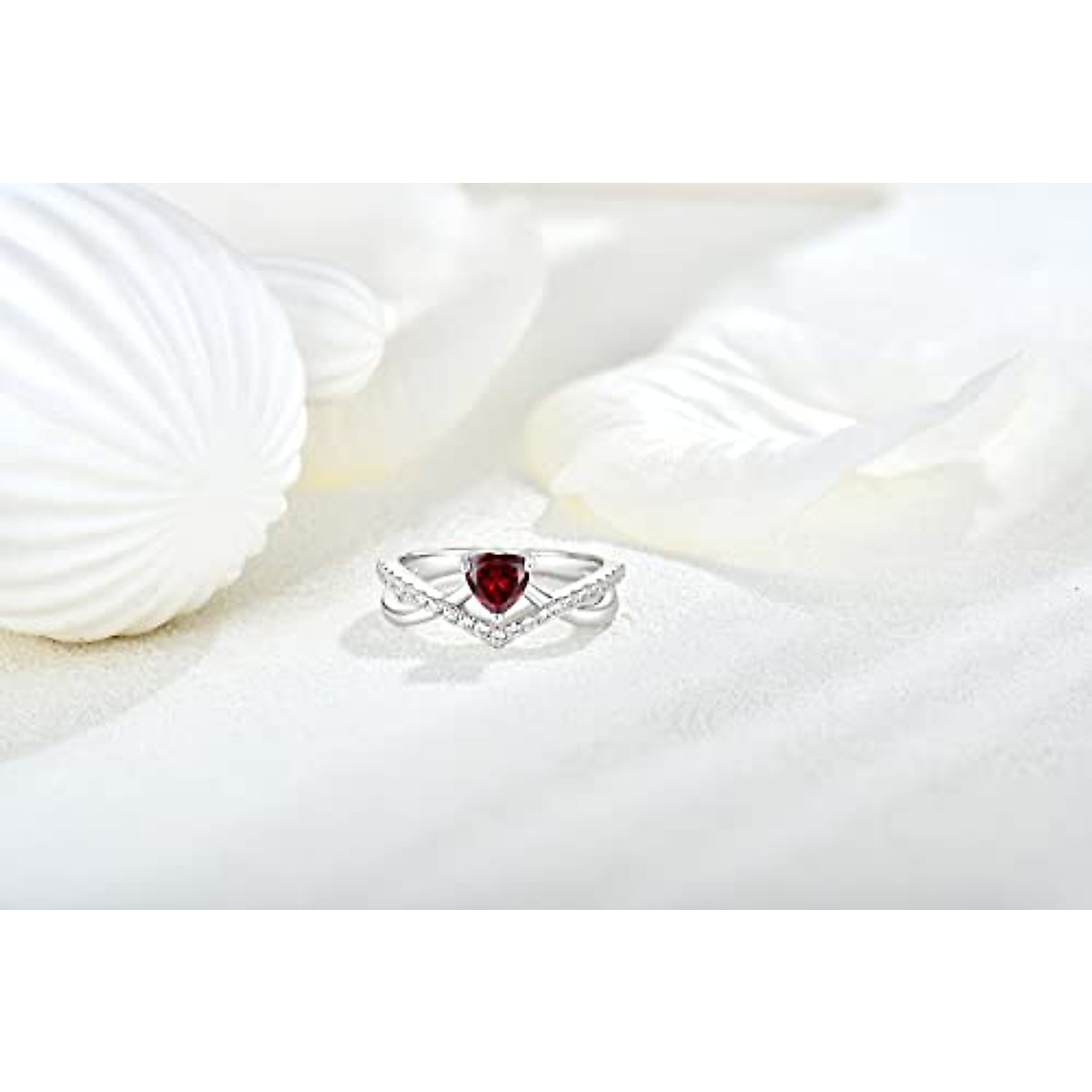 STARCHENIE Heart Promise Ring 925 Sterling Silver Celtic Knot Birstone Ring for Women,January Birthstone Ring Anniversary Engagement Ring Size10