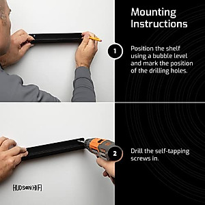 Hudson Hi-Fi Floating Vinyl Shelves - 1 CT Vinyl Record Wall Shelves for Quick Access & Safekeeping - Black Satin Wall Shelves & Record Storage Wall - Minimalist Album Mount for Wall