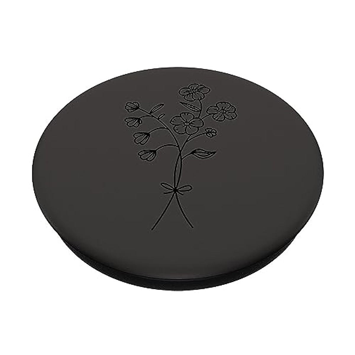 Black Gray Floral Flower Wildflower PopSockets Standard PopGrip