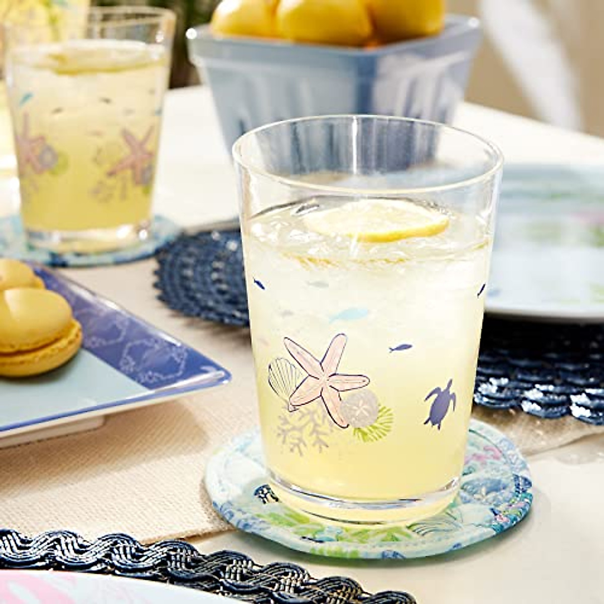 Vera Bradley Women's Indoor/Outdoor Acrylic Cups Set of 2, Turtle Dream, One Size