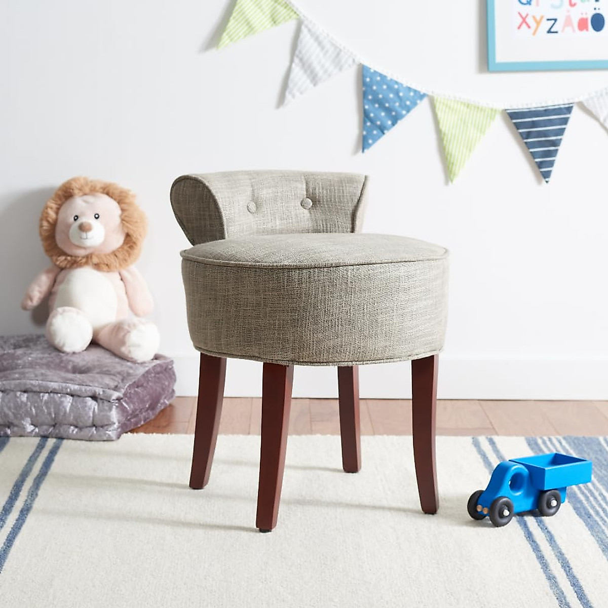 Safavieh Home Collection Georgia Stone and Cherry Mahogany Petite Vanity Stool