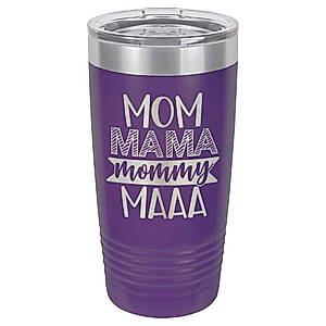 MOM MOMMY MAMA MAA PURPLE 20 oz Drink Tumbler With Straw | Laser Engraved Travel Mug With Funny Quotes | Compare To Yeti Rambler | Mother's Day Gift Idea | OnlyGifts.com