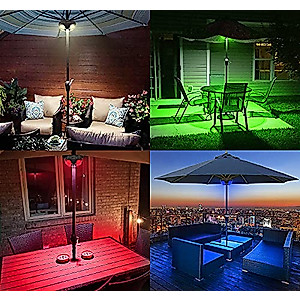 HONWELL Patio Umbrella Light Outdoor Wireless Battery Operated LED Table Umbrella Lights with Remote, 12 Color Changing Outside Umbrella Pole Light, Camping Lights for Umbrellas (Brown)