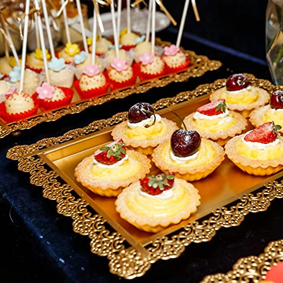 TOPZEA Set of 4 Cake Stands, Metal Cupcake Holder Tiered Dessert Serving Tower Decor Serving Platter Candy Fruit Display Plates for Baby Shower, Wedding, Birthday, Celebration, Christmas, Party, Gold