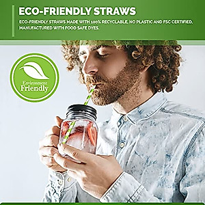 Sage Mountain Biodegradable Paper Drinking Straws for Smoothies, Shakes, and Bubble Teas