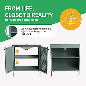 San Merah 30 Inch Bathroom Vanity with Sink Combo,Floor-Mounted Bathroom Vanity with Soft Close Doors&Adjustable Shelf,Modern Freestanding Bathroom Vanity with Top Basin & Storage Cabinet,Green