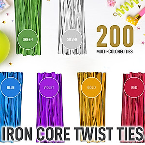 Simple Craft 200 Pack Candy Treat Cellophane bags - 8x10 Thick Plastic Candy Bags With Ties For Goodie Bags - Clear Cellophane Treat Bags For Candy, Cookies & Pastries (8''x10'')