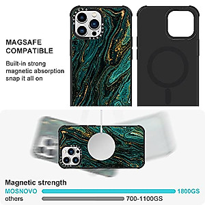 MOSNOVO Case for iPhone 13 Pro Max, [Compatible with Magsafe] [Buffertech 6.6ft Military-Grade Drop Protection] [Anti Peel Off Tech] Clear Phone Case Design - Jade Marble (Real Glitter)
