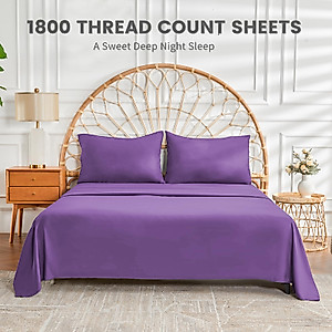 Bedlifes Full Size Sheet Sets- Cooling Sheets-Ultra Soft-Silky-Breathable-Deep Pocket- 1800 Series Bedding Set Microfiber- Purple Bed Sheets Full Size 4 Pieces