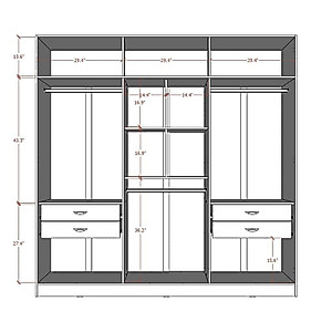 Manhattan Comfort Eldridge Modern Contemporary 4 Drawer Freestanding Bedroom Armoire, 90.5", Maple Cream