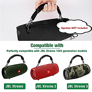 Desing Wish Removable Speaker Handle Strap Compatible with JBL Xtreme/Xtreme 2/ Xtreme 3/ W-King X10/ Zealot S67 Portable Wireless Bluetooth Speaker, Outdoor Travel Speakers Handle Belt (Black)