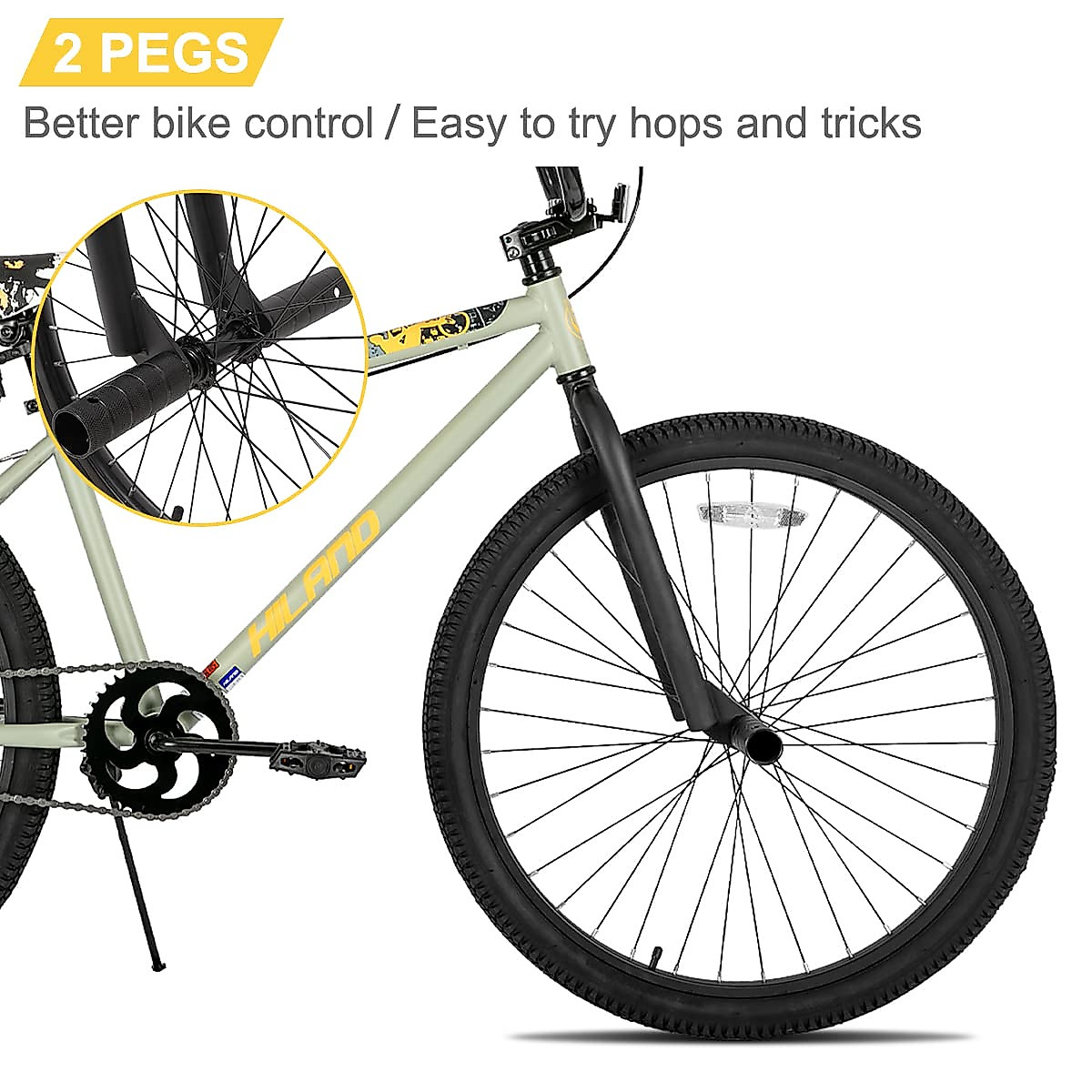 HH HILAND 24 26 inch BMX Bike for for Teen Bike and Adult Bikes, Beginner-Level BMX to Advanced Riders with 2 Pegs, Bicycles for Men and Women, Multiple Colors