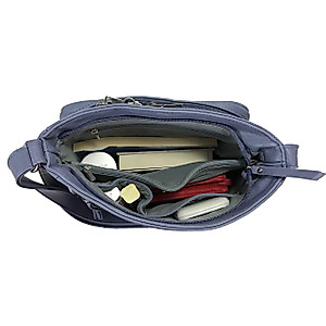 Zzfab Triple Zipper Locking Concealed Carry Crossbody Bag - CCW Concealed Carry Purse Blue
