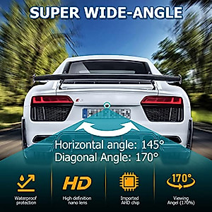 HD Backup Camera, 170 Degree Wide Angle License Plate Rear View Reversing Camera, IP68 Waterproof Universal Reverse Rearview Cam, AHD 720P Clear Night Vision for Car Vehicle SUV RV Pickup and More