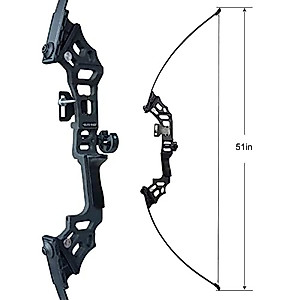 Monleap Archery 51" Takedown Recurve Bow and Arrows Set for Adults Metal Riser Longbow Kit Right Hand Straight Bow for Beginner Hunting Shooting Practice 30 40 50lb (50lb, Black)
