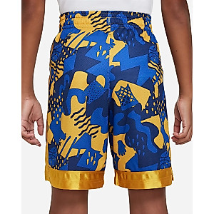 Nike Big Boys' Dri-FIT Elite Basketball Shorts (Large, Game Royal/Yellow Ochre/White)