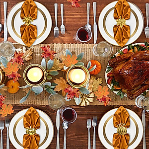 Thanksgiving Napkin Rings Set of 12, Fall Napkin Rings Maple Leaf Pumpkin Napkin Rings Holders for Family Party Wedding Harvest Autumn Holiday Dinner Table Decorations