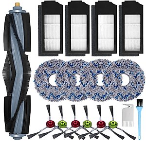 GYLBF Accessories Kit for Ecovacs Deebot X1 Omni / T10 Omni, Replacement Parts for Ecovacs Deebot X1 Turbo Vacuum Cleaner, 1 Main Brush, 4 HEPA Filters, 6 Sidebrushes, 4 Mop Pads