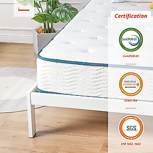 PrimaSleep 10 inch Hybrid Comfort Tight Top Spring Mattress - Dark Green Piping (King),Cool I Gel Memory Foam, CertiPUR-US Certified, Compressed Packing