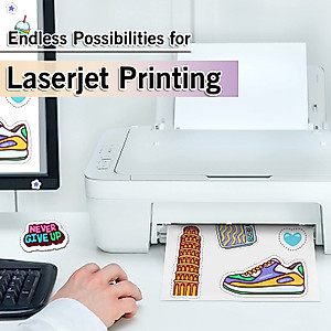 Koala Printable Vinyl Sticker Paper for LASER Printer - Glossy Waterproof Sticker Paper, White 8.5X11 Inch 20 Sheets