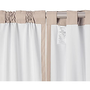 Amazon Basics Room Darkening Blackout Window Curtains with Back Tab Hanging Loops - 52" x 96", Taupe