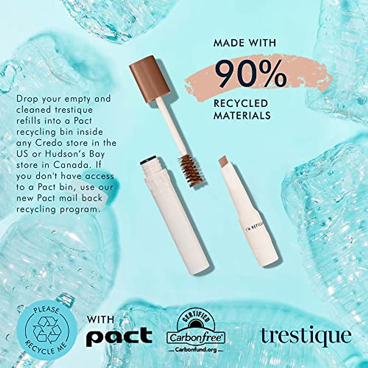 trestique Brow Pencil And Gel, Refillable Eye Brow Pencil With Built-In Brow Gel, Clean Beauty Eyebrow Pencil And Brow Gel, Sustainable 2-In-1 Brow Pencil And Brow Gel