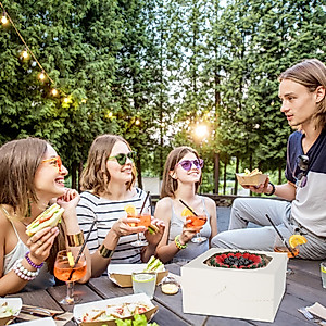 TOMNK 20pcs Cake Boxes, 12x12x6Inch White Bakery Boxes with Window, Disposable Cake Caddy Carrier Container for Valentine's Day, Mother's Day, Pie Pastries Cookies Cakes