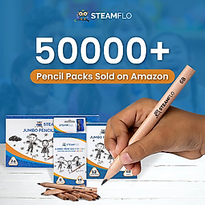 Learning Pencils for Toddlers 2-4 Years – Our Kids Pencils for Beginners Toddlers and Preschoolers with Jumbo Triangle Shape are Specially Designed Preschool Pencils for Beginners (8 Pack + Sharpener)