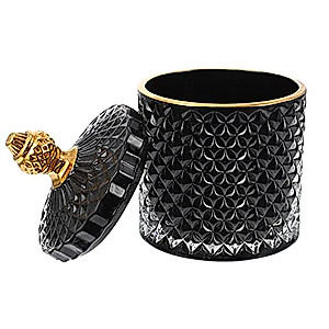 Crystal Diamond Faceted Jar with Lid Glass Apothecary Jars Qtip Holder Home Decorative Storage Container Bathroom Canisters Counter Vanity Organizer for Decoration Wedding Candy Storage