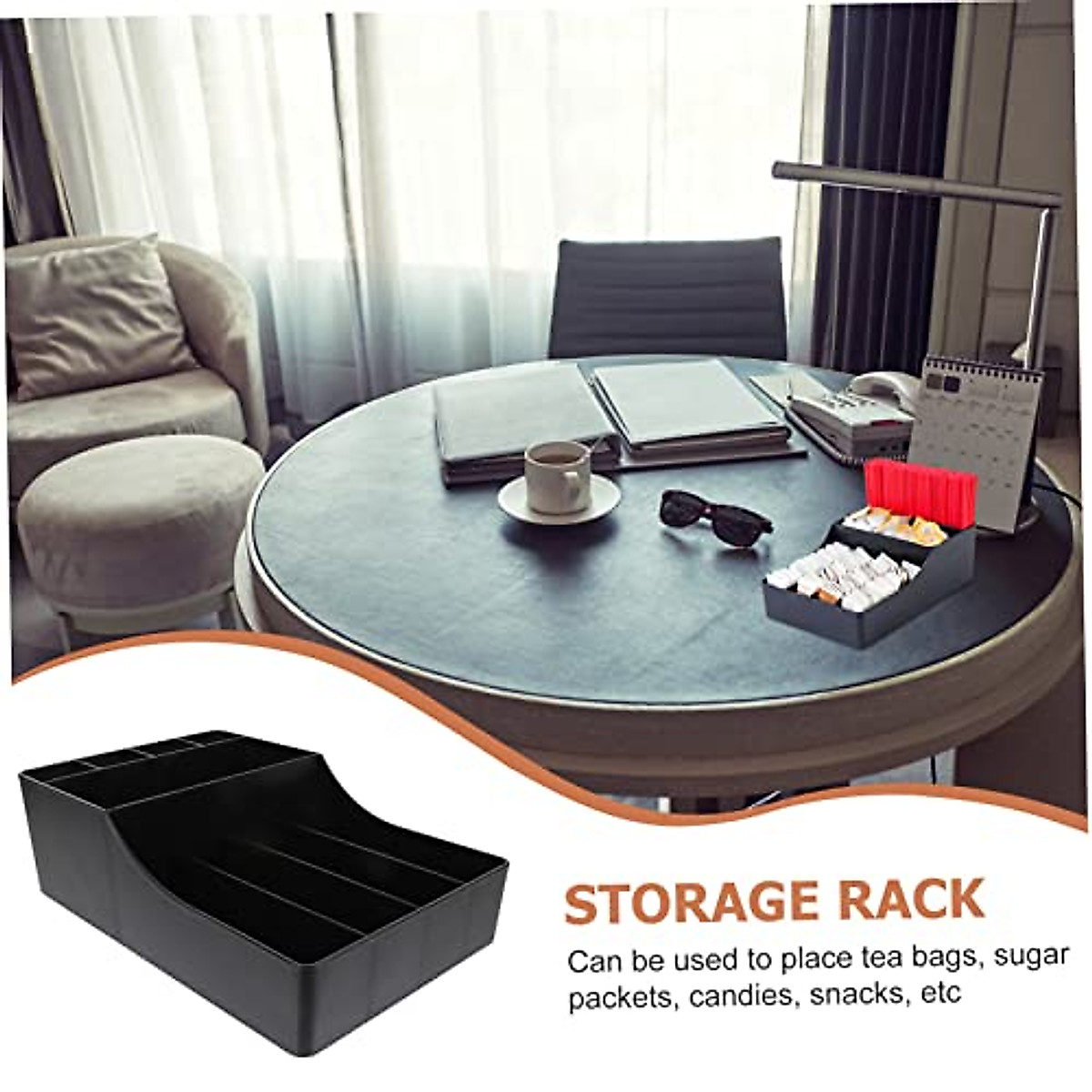 Yardwe Classification Storage Box Desk Valet Tray compaertment Condiment Accessory Tray Sugar Bag Container Acrylic Tea Bag Holder Condiment Organizer Jewelry Coffee Locker Plastic