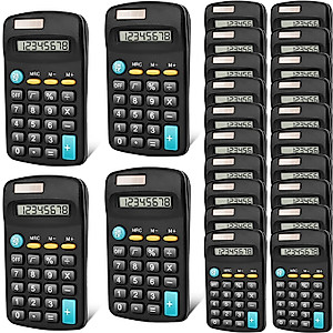 24 Pack Basic Calculators for Students Pocket Size Mini Calculators 8 Digit Display Basic Calculator Solar Battery Dual Power Handheld Calculators for Office School and Home