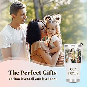 Customizedbee Personalized Tumbler with Picture Text, Custom Photo Coffee Tumbler 30oz Insulated Stainless Steel Custom Mug Cup Gift for Mom Dad Women Men Mothers Day Birthday Anniversary Christmas