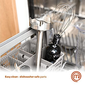 MasterChef Immersion Blender Handheld with Electric Whisk & Milk Frother Attachments, Hand Held Stainless Steel Stick Emulsifier for Making Baby Food, Soup, Puree, Cake, Cappuccino, Latte etc, 400W