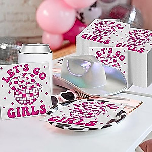 LARRAZABAL 100Pcs Lets Go Girls Napkins, Cowgirl Party Pink Napkins Decorations Western Cowgirl Theme Birthday Party Supplies, Bridal Shower Party Supplies