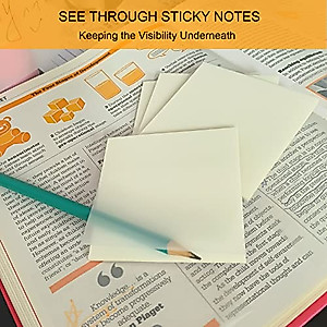 400 Sheets Kaseamu Transparent Sticky Notes 3x3 Inch, 8 Packs of Clear Sticky Notes, Waterproof Translucent Sticky Notes, Aesthetic Sticky Notes for Annotation Supplies, Office & School Supplies