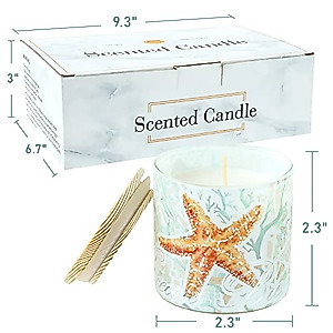 Jar Candles Scented with Lid Gift Set of 6 Ocean Theme Jar Different Fragrance Candles Soy Wax Aromatherapy Jar Candles Take Harsh Smells Away Candles for Home Scented Stress Relief and Relaxation
