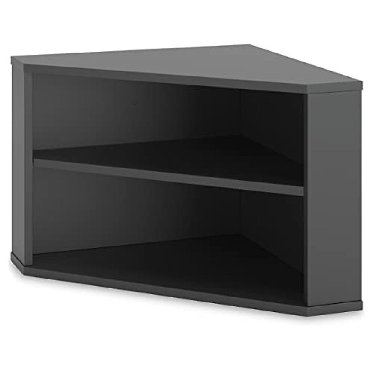 Signature Design by Ashley Otaska Modern Home Office Corner Bookcase with 2 Open Shelves, Black